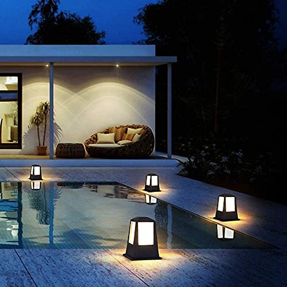 ZMY Modern Industrial Minimalism Pole Lantern Outdoor Waterproof Rust-Proof Column Lamp Villa Fence Garden Door Post Lighting Courtyard Home Pillar Light Pathway Illumination E27 Edison