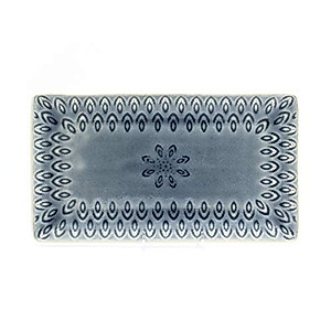 Euro Ceramica PK- Peacock Rectangular Platter, One Size, Grey