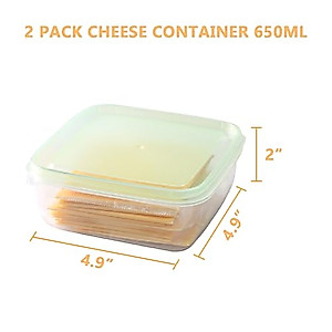 Vellsenne Sliced Cheese Container for Fridge 2 Pack - Cheese Storage Container for Fridge with Lid Cheese Saver Sliced Cheese Holder