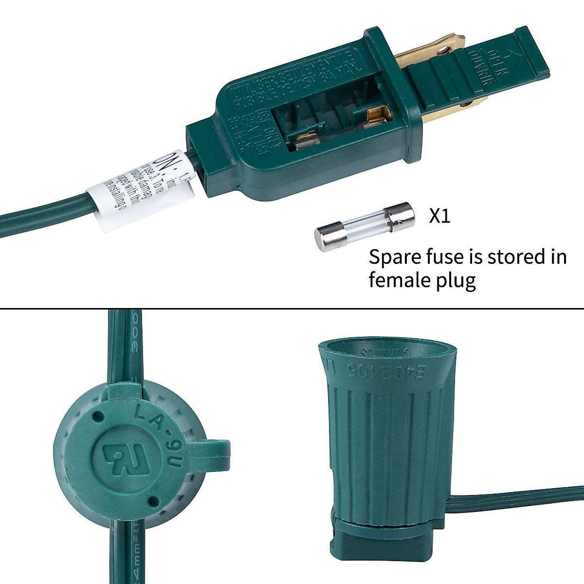C9 Light Strand 100 FT for E17-12 Spacing, Outdoor String Light Christmas Stringer with 100 Sockets for Patio, Green Wire