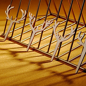 30 Pieces Antler Cupcake Toppers Wooden Reindeer Cake Topper Christmas Deer Cake Picks for Baby Shower Wedding Hunting Rustic Birthday Party Favors, 6 Styles