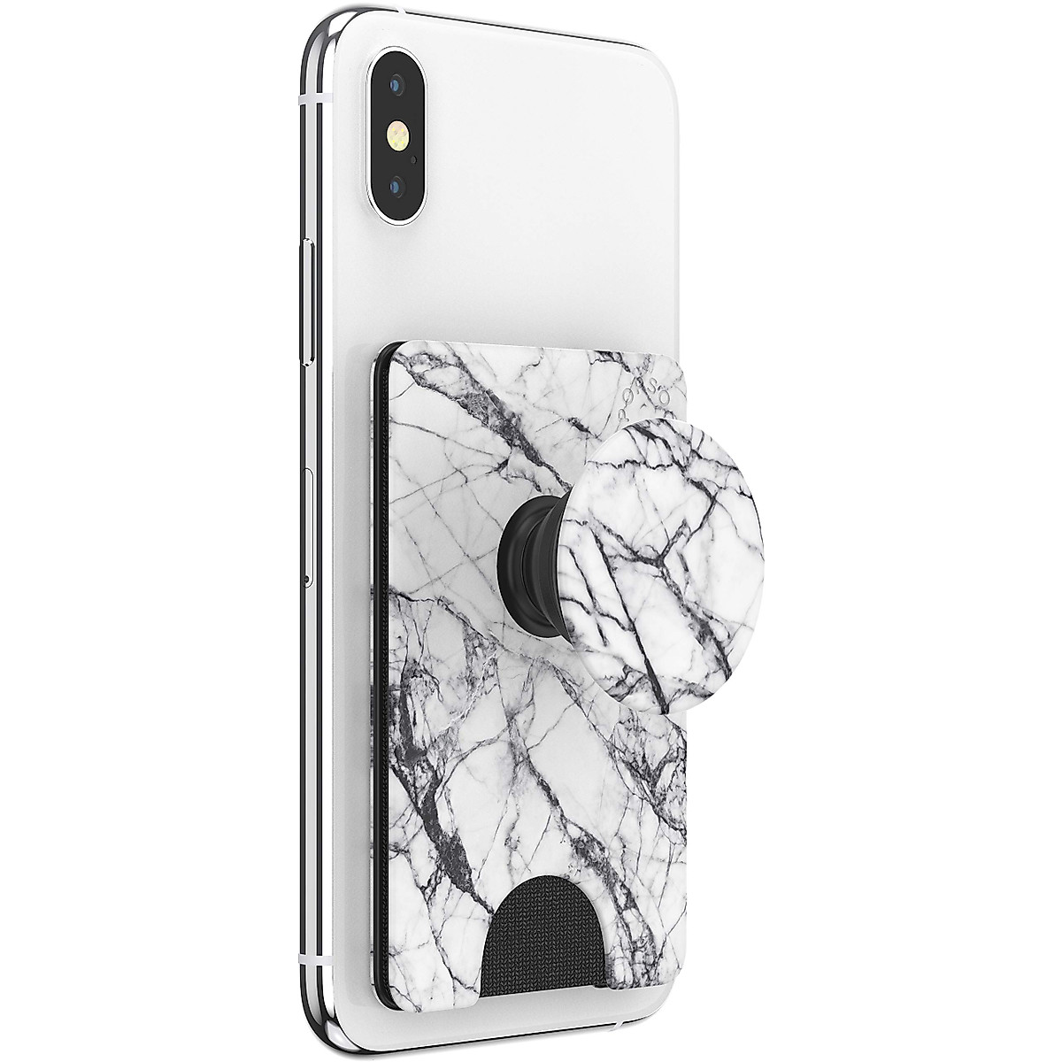 PopSockets Phone Wallet with Expanding Phone Grip, Phone Card Holder, Graphic PopWallet - Dove Marble
