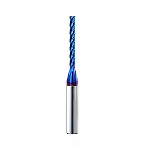XUANFENG 4 Flutes NACO Coating Up Cut Spiral CNC Router Bit 1/4 inch Shank, 1/8 inch Cutting Diameter End Mill for 2D 3D Wood Cut, Carving Size: 1/8x1-1/4x 2-1/2" Shank 1/4" STF445