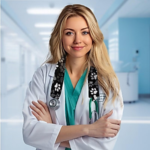 Gomyblomy Dog Paw Print Stethoscope Cover 2 Pcs Stethoscope Sleeve Elastic Fabric Stethoscope Cover Scrunchie for Nurses Pediatrics Doctors Cute Stethoscope Accessories