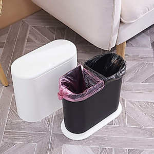 8 Liters / 2.6 Gallon Nordic Style Creative Spring Top Cover Type Pop Cover Waste Waste-Basket Plastic with lid Bathroom Kitchen Bedroom Office Oval Split Trash Can (White)