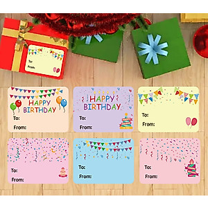 Happy Birthday Gift Tags Name Tags Stickers 1.5 x 2 Inch - Rectangle Christmas to from Labels Present Stickers Festival Birthday Stickers for Kids Party Favors Envelope Packages Seals 300 Pcs