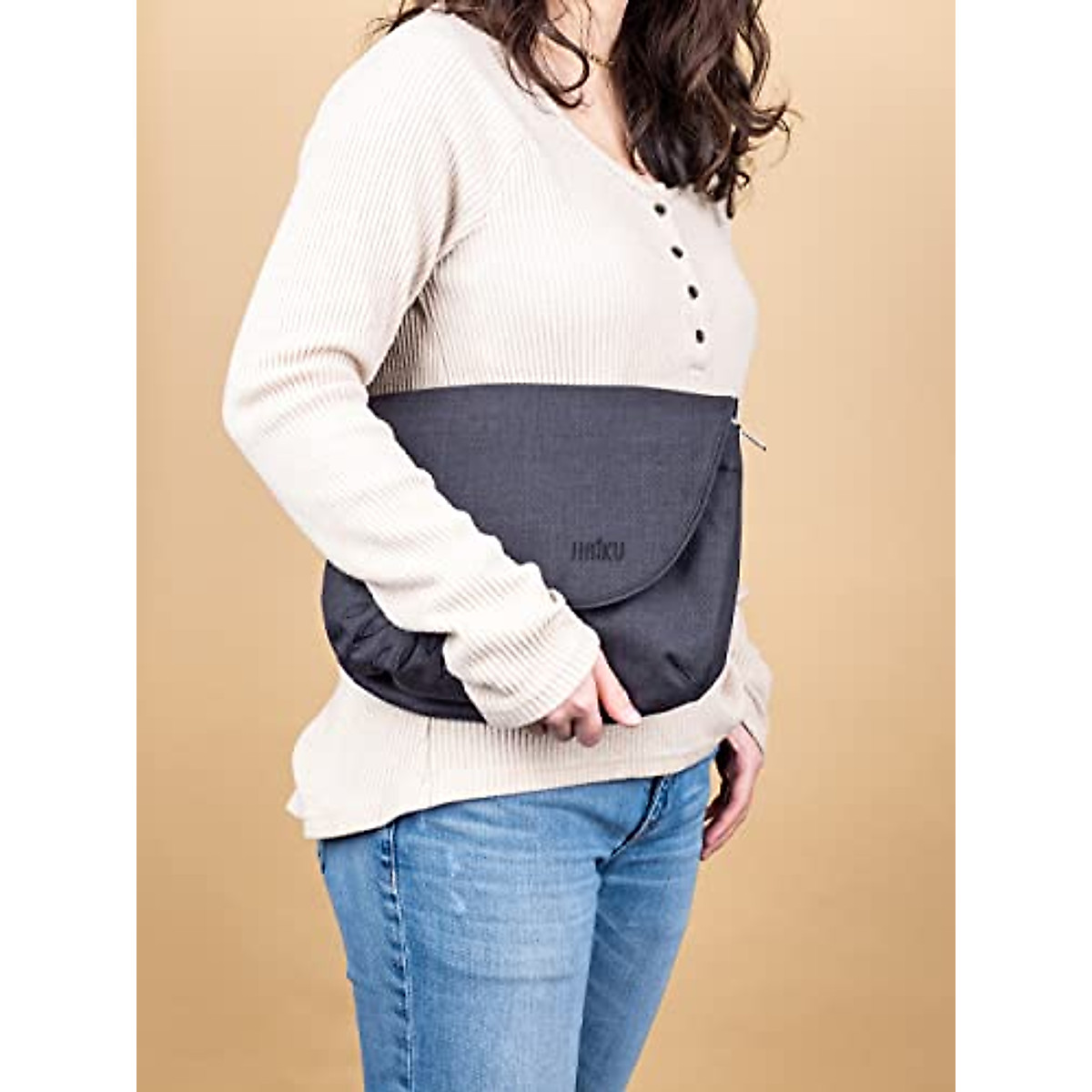 HAIKU Bliss Eco-Friendly RFID Blocking Travel Crossbody Saddle Bag, Black in Bloom