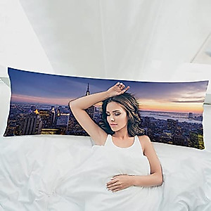 AIRMARK Body Pillow Cover,New York City Skyline with Skyscrapers at Sunset Printed Long Pillow Cases Protector with Zipper Decor Soft Large Covers Cushion for Beding,Couch,Sofa,Home Gift 20"x54"
