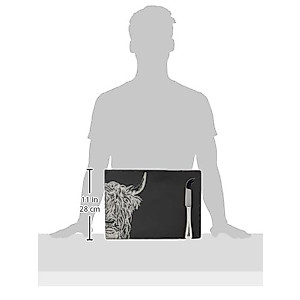 The Just Slate Company JS/CBGS/HC Highland Cow Cheese Board and Knife Gift Set, Slate