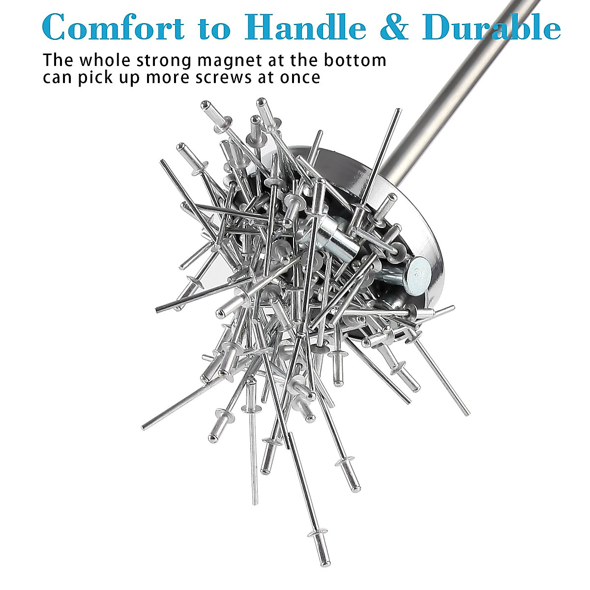 Rechabite Telescoping Magnetic Sweeper Pickup Tool, Screws Parts Finder with 35LB Pull Capacity, Retractable 8.6" to 33" with Strong Magnet, Pick up Nails, Screws, and Metal Parts