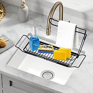 MK3 roll up Dish Drying Rack for Kitchen Counter , with Sponge Holder for Kitchen Sink Caddy Organizer Telescopic Storage Black