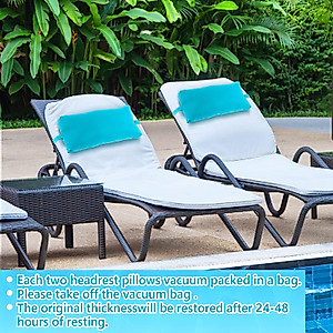 Ripeng 2 Pcs Headrest Pillow Pool Furniture Lounge Pillow Chair Pillows Patio Furniture Pillows with Adjustable Elastic Tape Band Head Support Pillow for Pool Patio Chairs Beach (Blue)