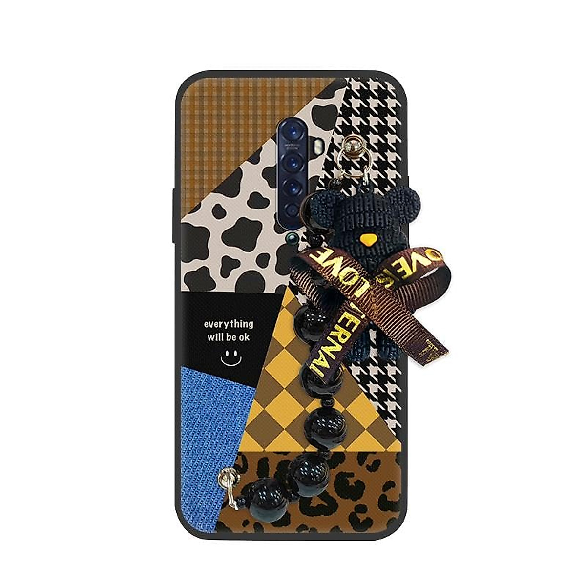 Lulumi-Phone Case for Oppo Reno2, Back Cover Cartoon Black Pearl Pendant Waterproof Simplicity Soft case Skin-Friendly Feel Dirt-Resistant Phone case Cute Protective case Silicone