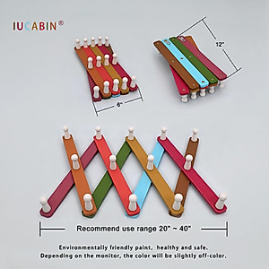 UCABIN Wooden Accordion Wall Hanger Expandable Coat Rack Wall Mount Expanding Hat Rack for Wall Hanging Coat Hat Bag Jacket Scarf Purse Leash Towel