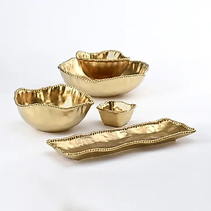 Pampa Bay Titanium-Plated Porcelain Large Salad Bowl, 10.5 Inch, Matte Gold Tone, Oven, Freezer, Dishwasher Safe, MCA1721