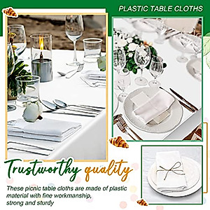 Jecery 50 Pcs Disposable Plastic Tablecloth 60 x 126 Inch Decorative Rectangle Table Cover Plastic Table Cloth for Indoor Outdoor Birthday Wedding Parties (White)