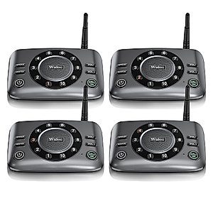 Wuloo Hands-Free Intercoms Wireless for Home Business, Upgrade Two Way Audio Intercom System for Elderly, Full Duplex Room to Room Intercom with 5280 ft Range Clear Sound Anti-Interference, Pack of 4