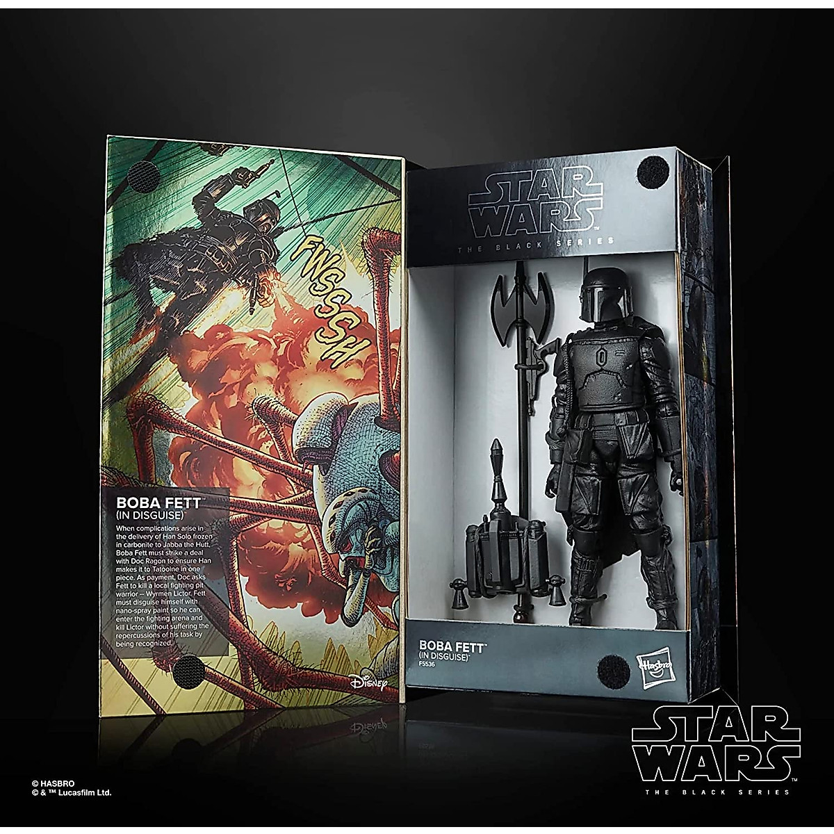 Star Wars The Black Series Boba Fett (in Disguise) SDCC Exclusive 6-Inch-Scale War of The Bounty Hunters Comic Set F5536 Multicolored Collectible by Hasbro Ages 4 and Up, Black,multicolored