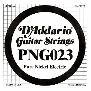 D'Addario PNG023 Pure Nickel Electric Guitar Single String, 023