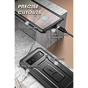 SUPCASE UB Pro Case for Google Pixel 6A (2022 Release), [Extra Front Frame] Full-Body Dual Layer Rugged Belt-Clip & Kickstand Case with Built-in Screen Protector (Black)