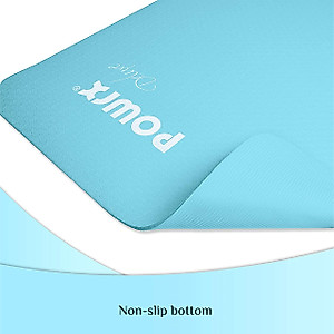 POWRX Yoga Mat TPE with Bag | Exercise mat for workout | Non-slip large yoga mat for women, 68" x 24" Petrol, 0.2 Inches Thickness