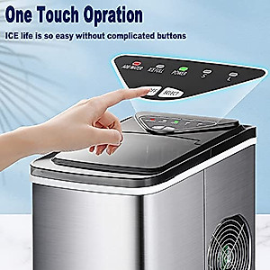 WATOOR Portable Ice Maker Machine for Countertop, 26 lbs Bullet Ice Cube in 24H, 9 Ice Cubes Ready in 6-9 Minutes,2.2L Ice Maker Machine with Ice Scoop and Basket Silver