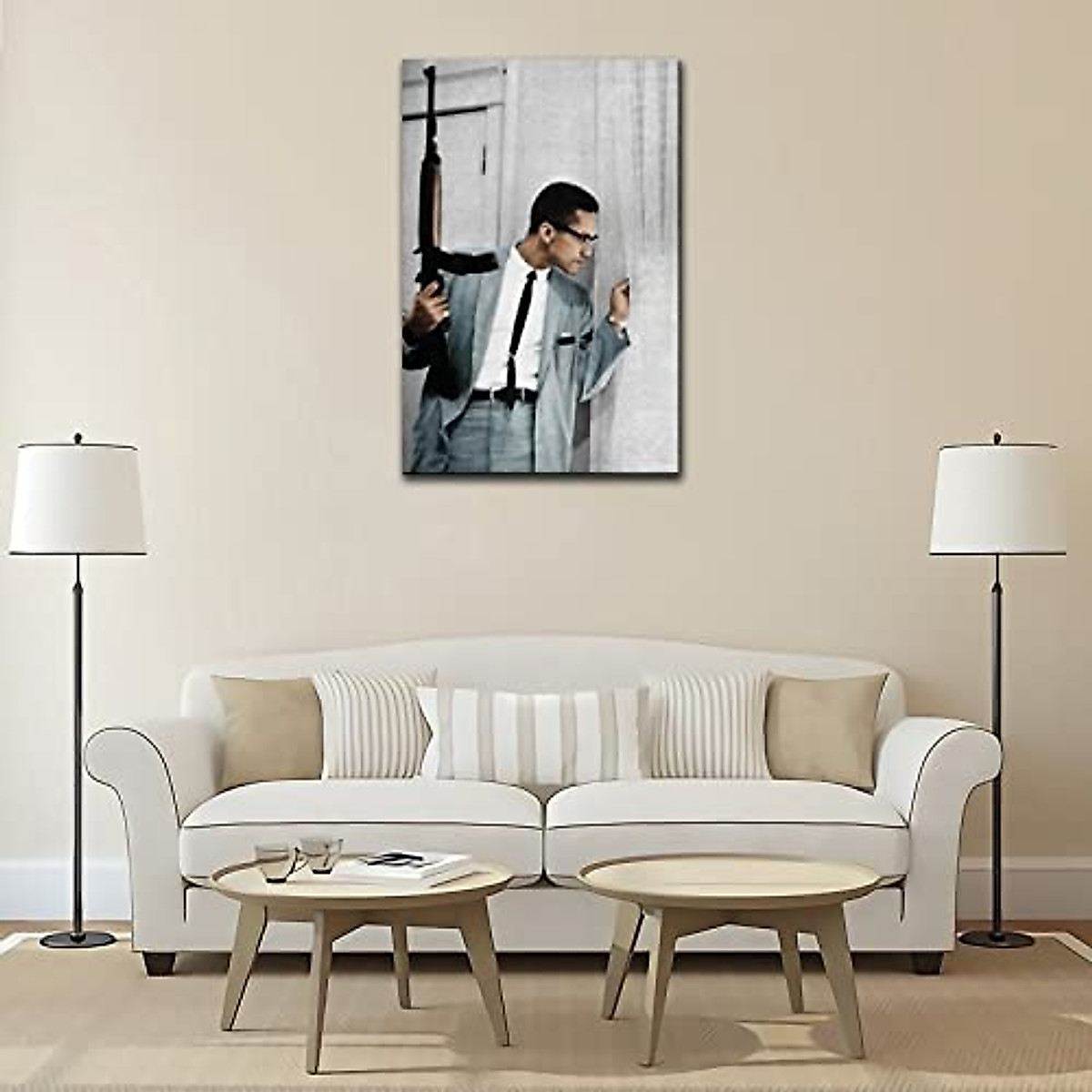 HHGaoArt Malcolm X with Gun Poster Black History Wall Art Decor Civil Rights Us History Motivational Quotes Canvas Print Paintings Picture for Living Room Decoration (Unframe ,16x24 inch)