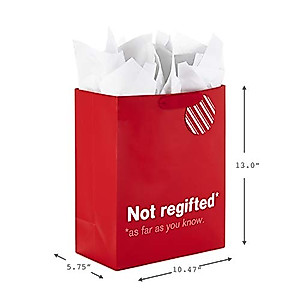 "Hallmark 13"" Large Christmas Gift Bag Bundle with Tissue Paper, Funny Holiday (Pack of 3, Red and Green)", large humor bundle (5XGB4898)