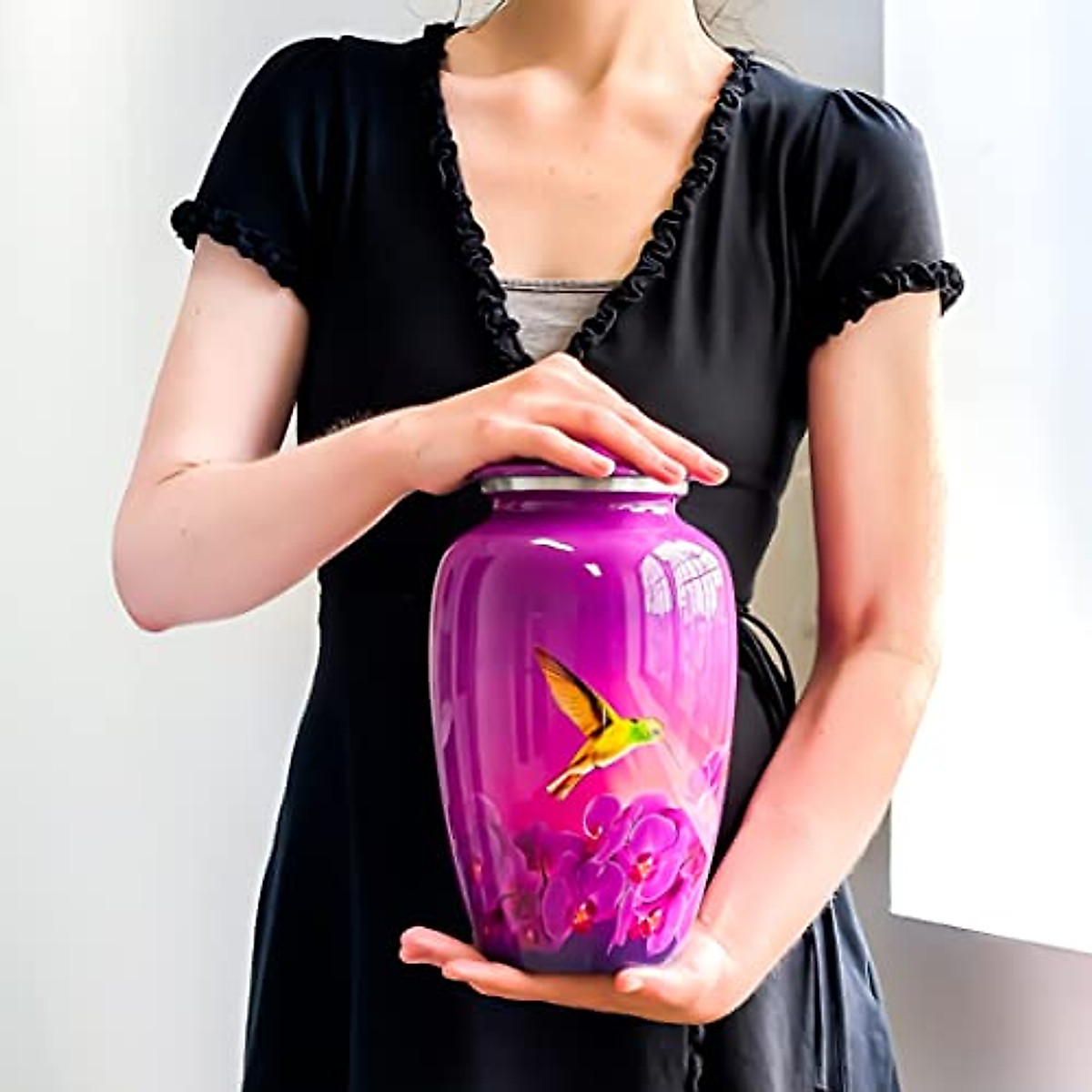 Blessbuy Cremation urn for Ashes for Women, Handcrafted Hummingbird urn for Human Ashes Adult Female, Large Burial urns for Ashes up to 200 LBS.…