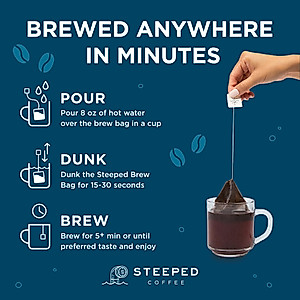 Steeped Coffee Single Serve Coffee Packets - Eco-friendly Individual Instant Coffee Tea Bags - Perfectly Brewed in Minutes, Just Add Water (Variety Pack)(8 Pack)