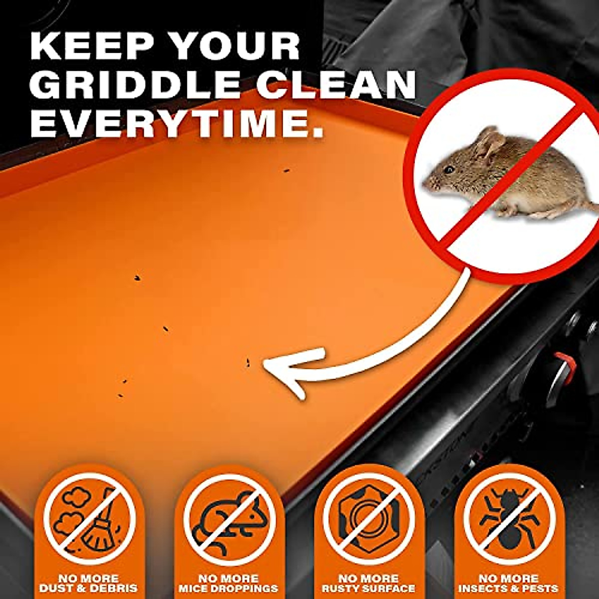 36" Silicone Griddle Mat for Blackstone Griddle, Heavy Duty Food Grade Silicone Griddle Cover Mat Full-edge, Reusable Griddle Accessories for Blackstone, Protect Griddle from Insects, Dirt & Rust