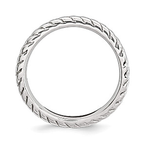 2.25mm Stackable Sterling Silver Curved Wheat Pattern Band, Size 8