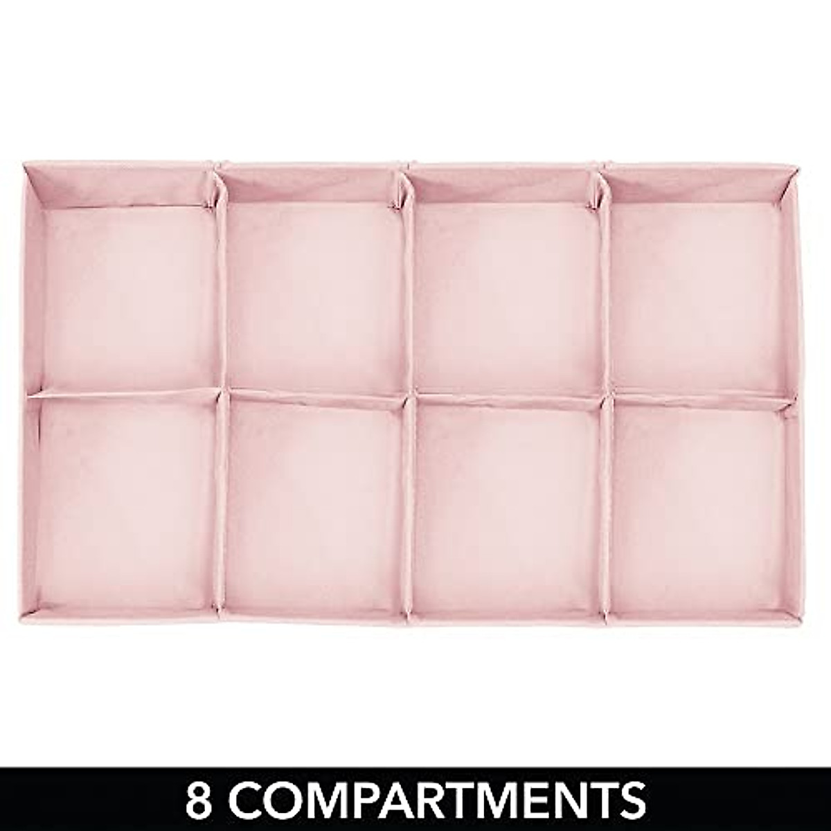 mDesign Fabric 8-Section Divider Drawer Organizer Bin for Baby Nursery Dresser, Closet, Shelf, Changing Table Organization, Hold Clothes, Toys, Diapers, Bib, Blanket - Pink/White Polka Dot