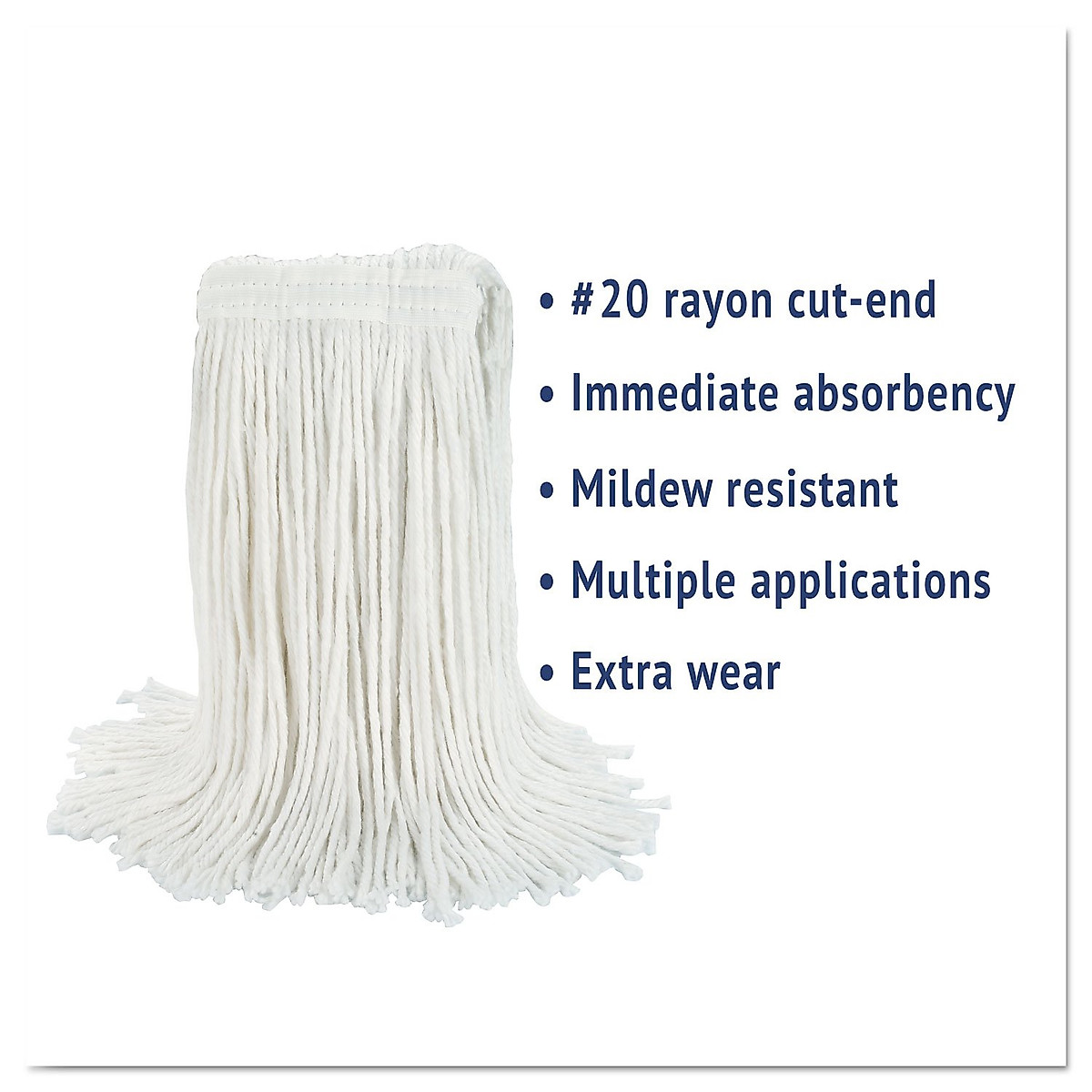 Boardwalk BWK2020REA #20 Cut-End Rayon Wet Mop Head - White