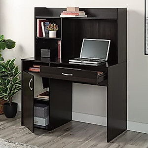 Sauder Beginnings Transitional Desk with Hutch, Cinnamon Cherry finish
