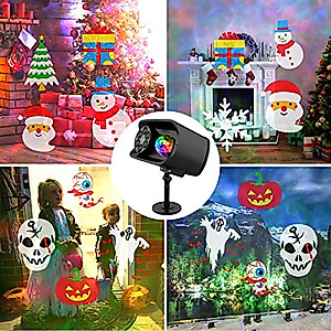 Halloween Christmas Projector Lights, 2 in 1 LED Water Wave Projector Light, Various Patterns Can Be Switched Freely with Remote Control, Used for Halloween Xmas Theme Holiday Party Decorations