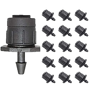 Juzizj 100 Pack Adjustable Irrigation Drippers 1/4 Inch Emitter Dripper 360 Degree Full Circle Pattern Water Flow Drip Emitter Micro Drip Irrigation Sprinklers for Home Garden Lawn(Black)