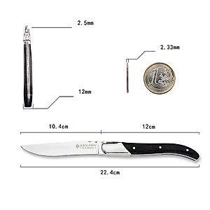 [Set of 6]Steak Knives, Hailingshan Stainless Steel Straight Blade Sharp Heavy-Duty Premium Dishwasher Safe Polished Table Dinner Cutlery Flatware Laguiole Steak Knife 22cm Gift Box-Black Wood Handle