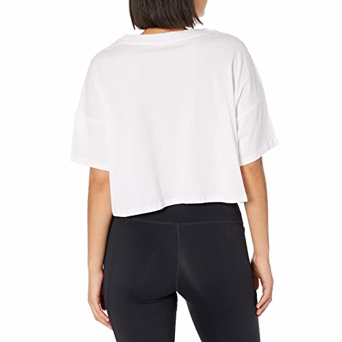 Calvin Klein Performance Klein Women's Performance Sliced Calvin Logo Short Sleeve Drop Shoulder Meet & Greet TEE, M White