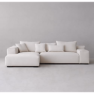 Acanva Modern Minimalist Sofa with Extra Deep Seats for Living Room, Bedroom and Lounge, L-Shaped Sectional Couch with Left Chaise