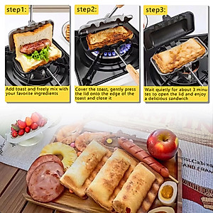 Hot Sandwich Maker, Double-Sided Sandwich Baking Pan With 7in Bread Clip,Double Sided Frying Pan for Breakfast,Hot Dog Toaster,Campfire Sandwich Maker(1Pcs)
