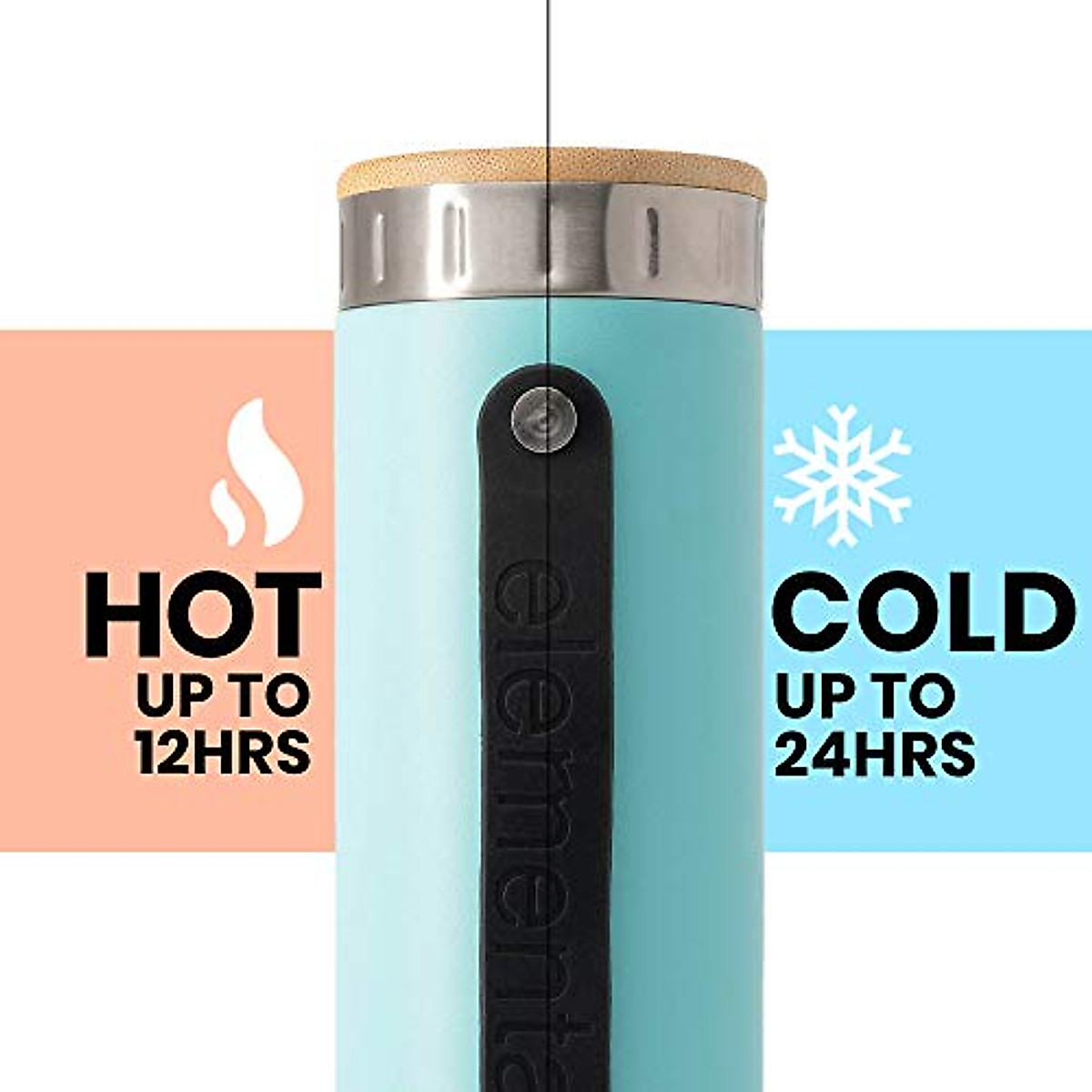 Elemental Iconic Stainless Steel Water Bottle Infuser, 20oz Triple Wall Vacuum Insulated Water Bottle, Reusable Fruit & Tea Infuser Thermal Bottle with Internal Strainer and Bamboo Lid - Robin's Egg