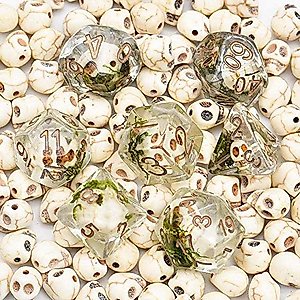 Skull of Death Necromancer DND Dice Set for Dungeons and Dragons, Gifts, D&D, D and D, Pathfinder, Accessories, D20, Polyhedral, Resin Dice, Metal, Dice Tray, Tower, Bag, Box