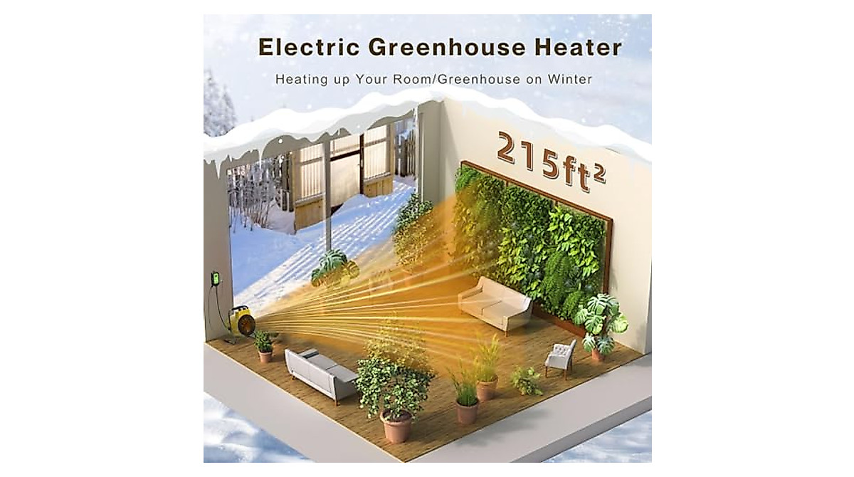 Greenhouse Heater with Digtal Thermostat, Outdoor Patio Heater for Grow ...
