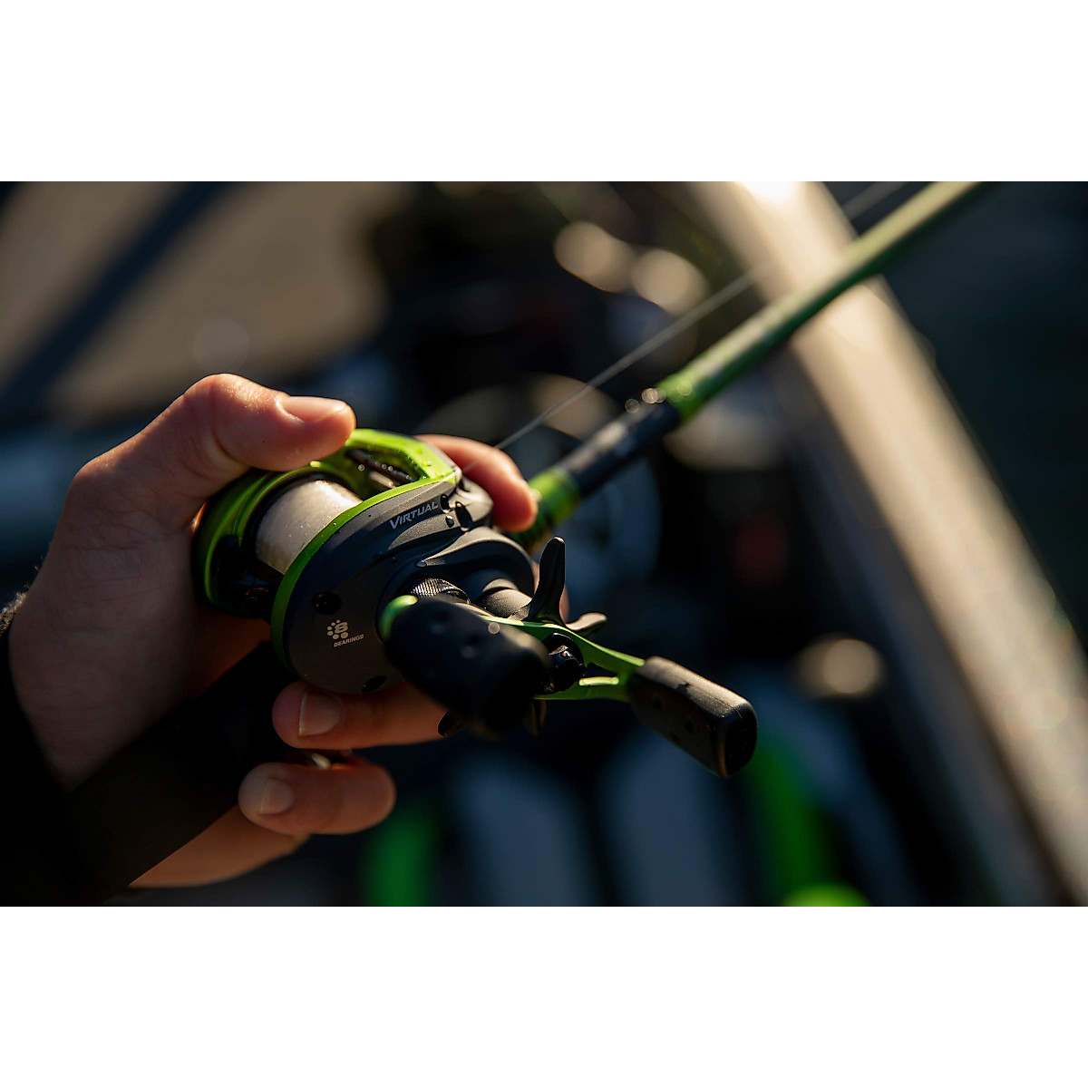 Abu Garcia Virtual Low Profile Baitcast Reel and Fishing Rod Combo, Green, 7' - Medium Heavy - 1pc - Left Handed