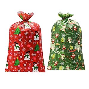 Yunaeduo Extra Large Christmas Gift Bag - 2 Pcs Large Christmas Gift Sacks 56"x36" - Jumbo Christmas Gift Bags for Giant Gifts - Heavy Duty Plastic Christmas Bags - Large Xmas Gift Bags for Presents