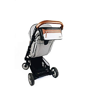 Itzy Ritzy Adjustable Stroller Caddy / Organizer Featuring Two Built-in Front Zippered Pocket and Adjustable Straps to Fit Nearly Any Stroller, Coffee and Cream