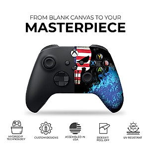 DreamController Americcan Warrior Skull Custom X-box Controller Wireless compatible with X-box One/X-box Series X/S Proudly Customized in USA with Permanent HYDRO-DIP Printing (NOT JUST A SKIN)