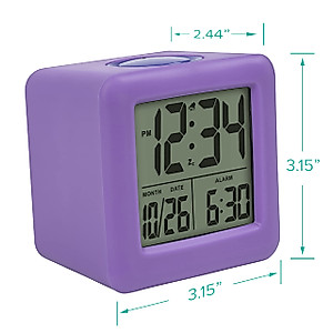 Equity 73004 Purple Soft Cube LCD Alarm Clock with Smart Light