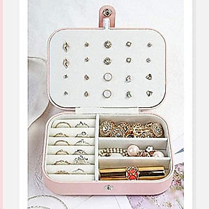 ZZYINH AN207 Jewlery Box Portable Jewelry Case Multi-Function Large Capacity Jewelry Storage Ear Stud Earrings Ornament Jewlery Box Small Jewelry (Color : Pink)